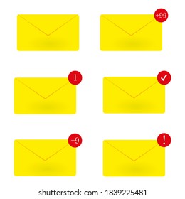 Messages Icon Set Notification Envelope Incoming Stock Vector (Royalty ...