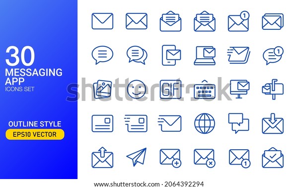 Messaging App Icon Set Message Mail Stock Vector (Royalty Free ... Messaging App Icon Set Message Mail Stock Vector (Royalty Free ...
