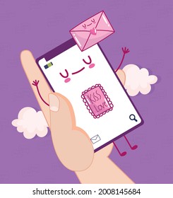 Messaging Love Mobile Cartoon Stock Vector (Royalty Free) 2008145684 ...