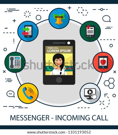Messenger Incoming Call Flat Icons Concept Stock Vector (Royalty Free ...
