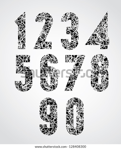 Messy Dirty Texture Covered Numbers Bold Stock Vector (Royalty Free ...