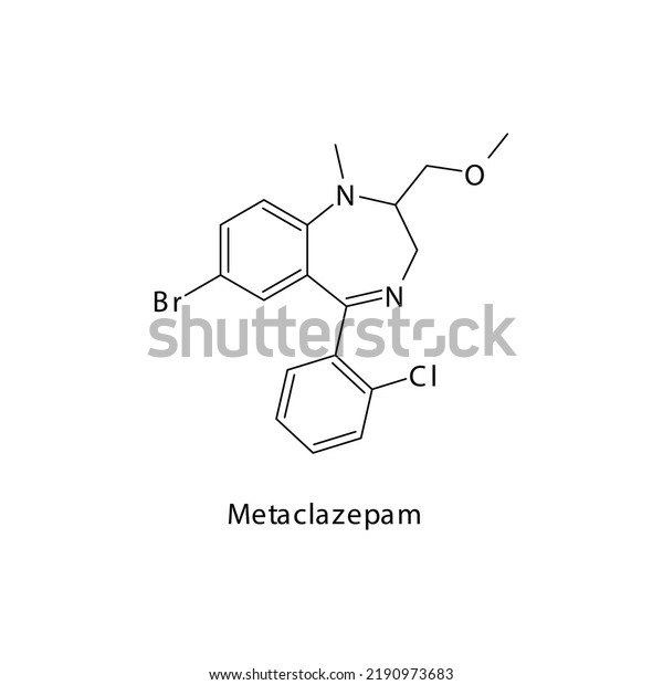 Metaclazepam Molecule Flat Skeletal Structure Benzodiazepine: Vector có ...