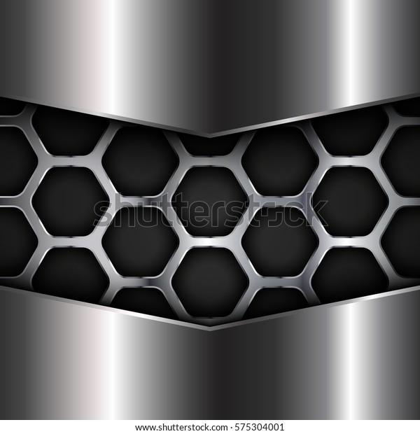 Metal Background Geometric Pattern Hexagons Vector Stock Vector ...