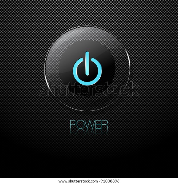 Metal Background Glass Power Button Stock Vector (Royalty Free ...
