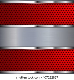 Red Metal Perforated Texture Steel Horizontal Stock Vector (Royalty ...