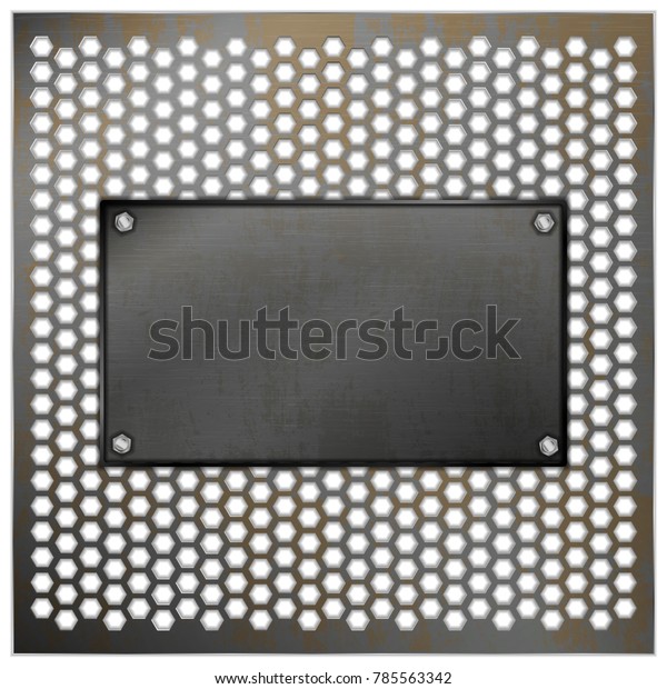 Metal Background Texture Perforated Mesh Frame Stock Vector (Royalty ...