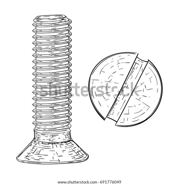 Metal Bolt Slotted Head Drive Hand Stock Vector (Royalty Free ...