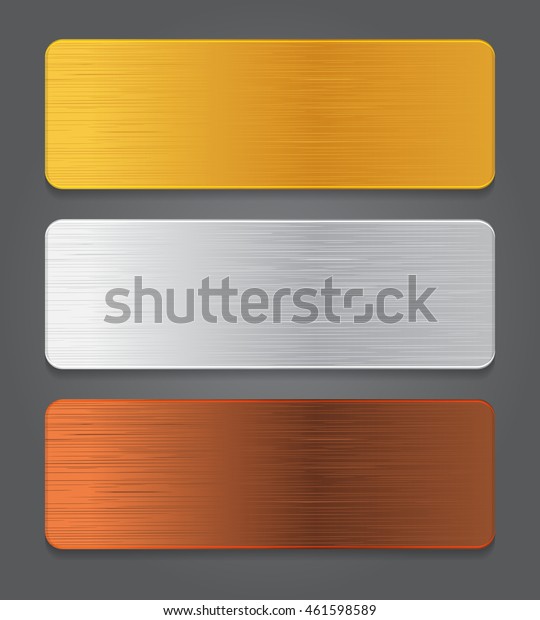 Metal Button Icons Gold Silver Bronze Stock Vector (Royalty Free) 461598589