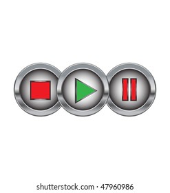 Metal Buttons Play Stop Pause Symbols Stock Vector (Royalty Free ...