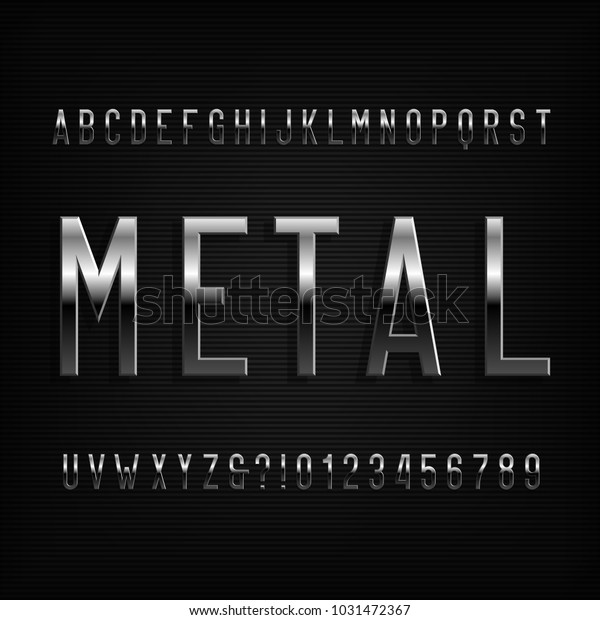 Metal Effect Alphabet Font Chrome Narrow Stock Vector (Royalty Free ...