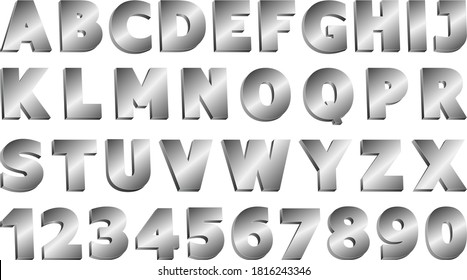 Fuente de metal realista. Letras metálicas: vector de stock (libre de ...