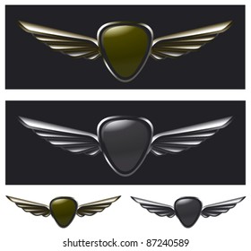 Metal Glossy Shield Wings Stock Vector (Royalty Free) 87240589 ...