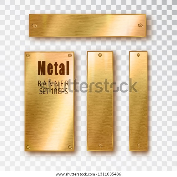Metal Gold Vertical Banners Set Realistic 스톡 벡터(로열티 프리) 1311035486