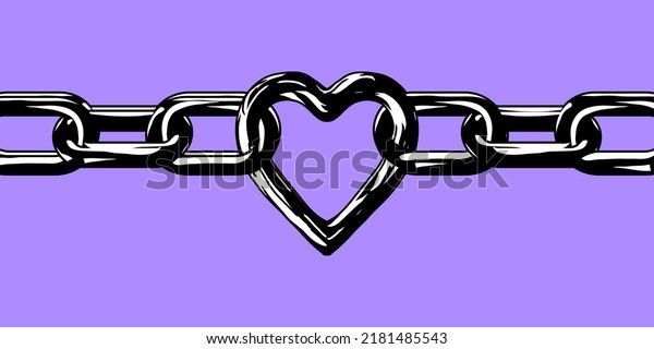 Metal Heart Chains Gothic Postcard Background Stock Vector (Royalty ...