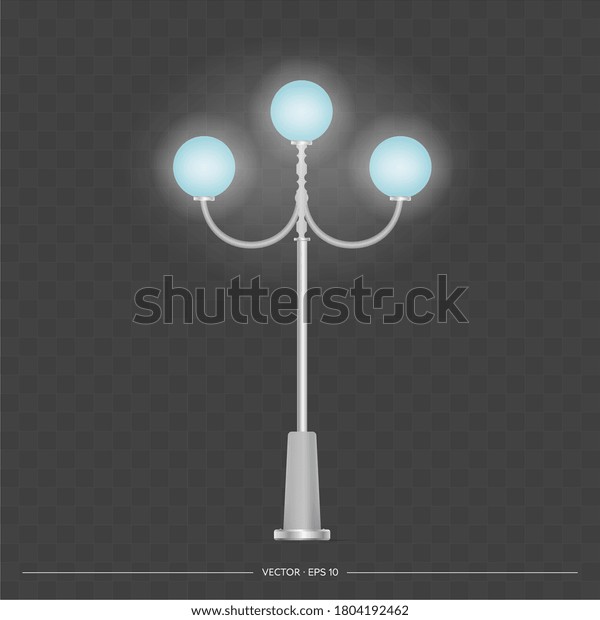 Metal Lantern Shining Lamp Post Realistic Stock Vector (Royalty Free ...