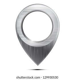 Metal Map Pointer On White Background Stock Vector (Royalty Free) 129930530