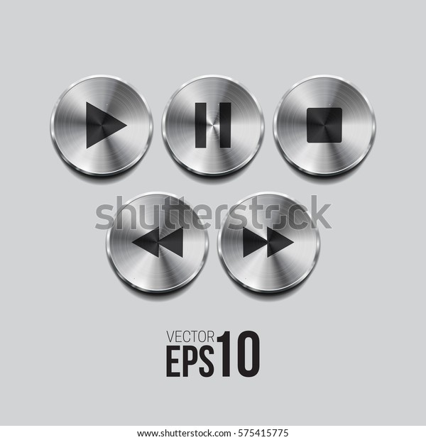 Metal Music Buttons Web Ui Elements Stock Vector (Royalty Free ...