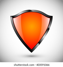 Metal Orange Shield Isolated On White Stock Vector (Royalty Free ...