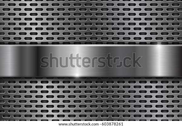 Metal Perforated Background Shiny Chrome Plate Stock Vector (Royalty ...