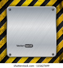 Metal Plate Over Yellow Warning Stripes Stock Vector (Royalty Free ...