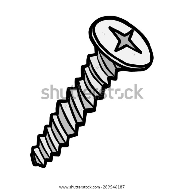 Metal Screw Cartoon Vector Illustration Grayscale Stock Vector (Royalty ...