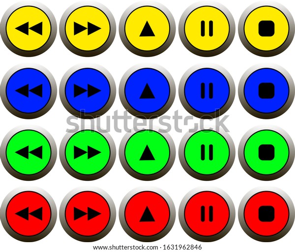 Metal Set Music Control Buttons On Stock Vector (Royalty Free ...