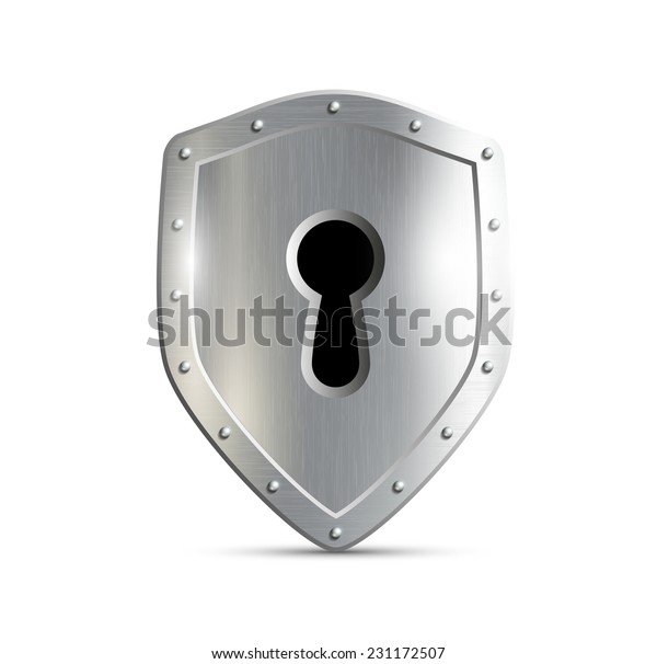 Metal Shield Keyhole Isolated On White Stock Vector (Royalty Free ...