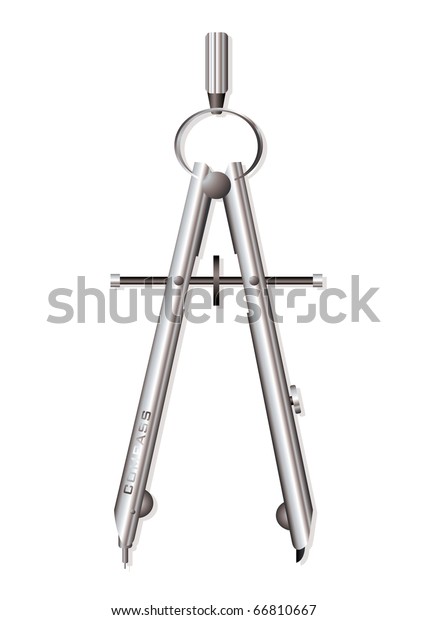 Metal Silver Architects Drawing Compass Circles Stock Vector (Royalty ...