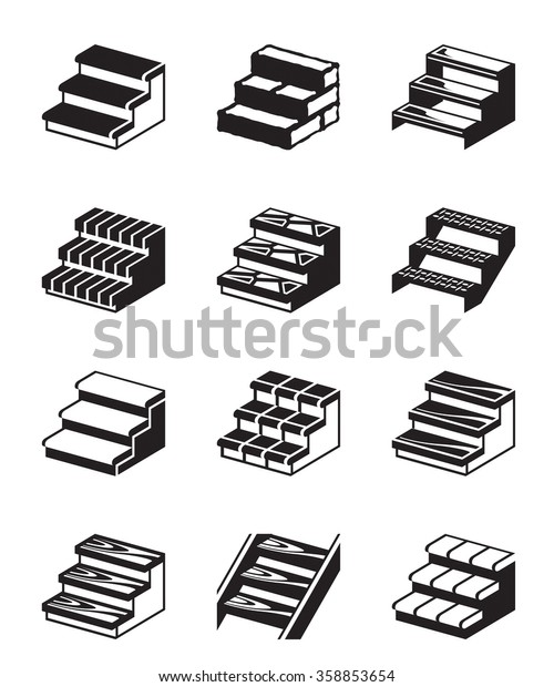 Metal Wood Stone Stairs Vector Illustration Stock Vector (Royalty Free ...