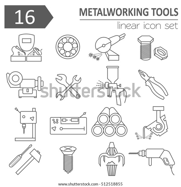Metal Working Tools Icon Set Thin: stockvector (rechtenvrij) 512518855 ...