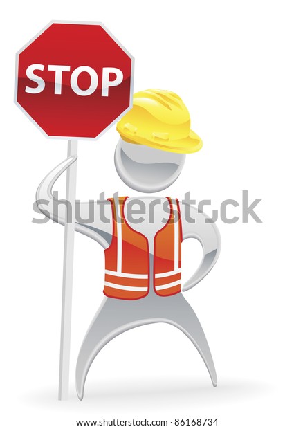 Metallic Cartoon Mascot Character Stop Sign Stock Vector (Royalty Free ...