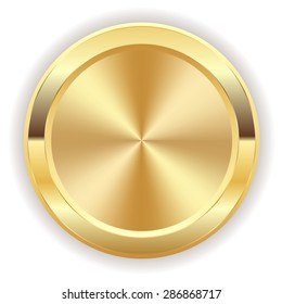 Metallic Gold Button On White Background Stock Vector (Royalty Free ...