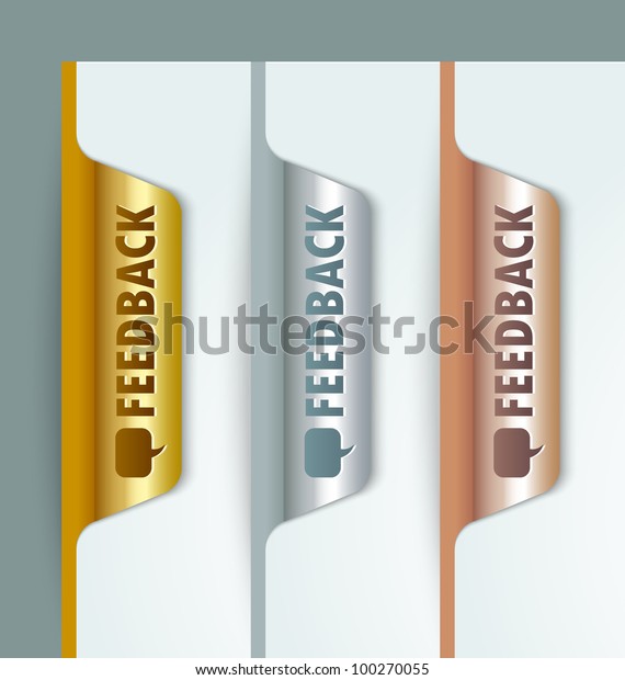 Metallic Golden Silver Bronze Feedback Bookmark Stock Vector (Royalty ...