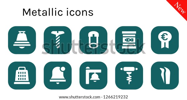 Metallic Icon Set 10 Filled Metallic Stock Vector (Royalty Free ...