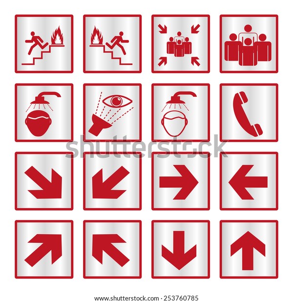 Metallic Safety Sign Set Stock Vector (Royalty Free) 253760785