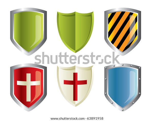 Metallic Shiny Shields Set Stock Vector (Royalty Free) 63891958 ...