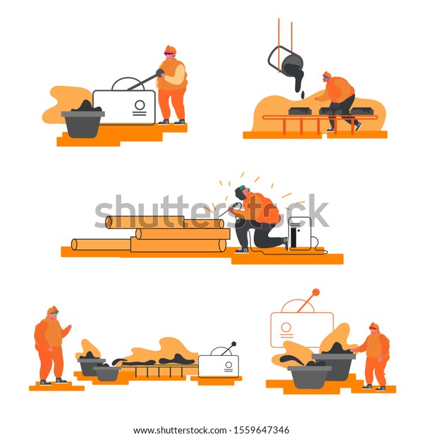 Metallurgy Industry Set Resource Mining Smelting Stock Vector (Royalty ... Metallurgy Industry Set Resource Mining Smelting Stock Vector (Royalty ...