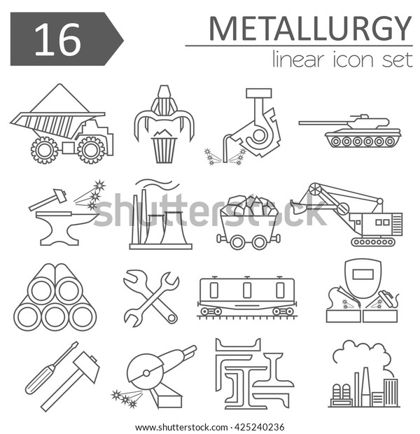 Metallurgy Isolated Icon Set Thin Line Stock Vector (Royalty Free ...