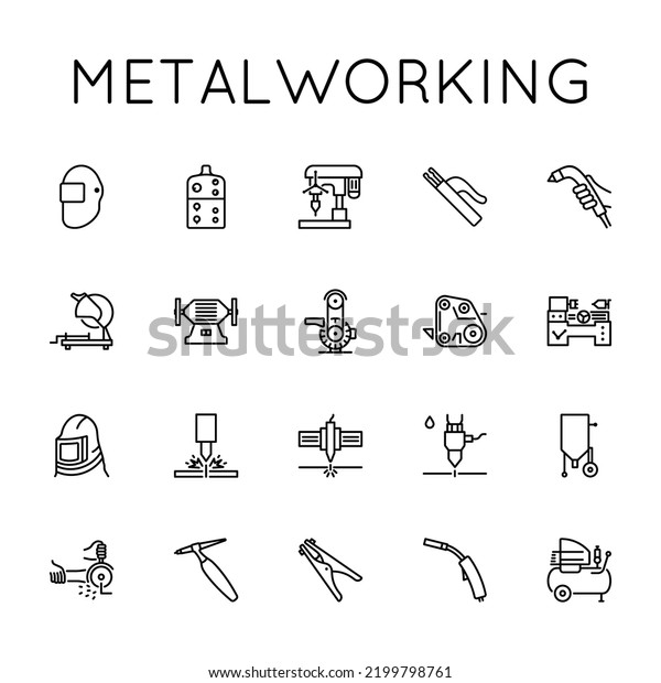 Metalworking Icon Set Welding Sharpening Grinding Stock Vector (Royalty ...
