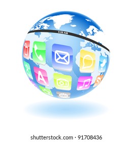 Metaphor Information Age Internet Around World: ilustración de stock ...