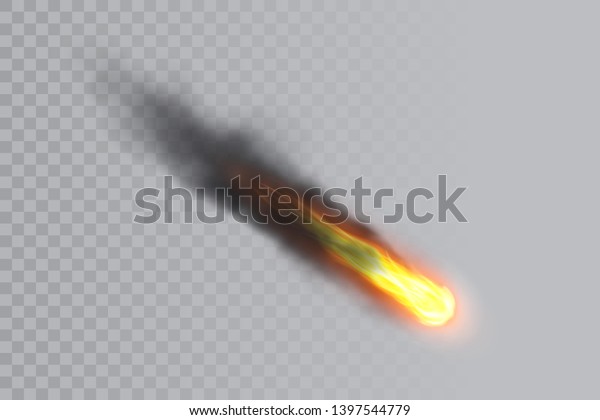 Meteor or fire ball with smoke trail. - Stock Image - Everypixel