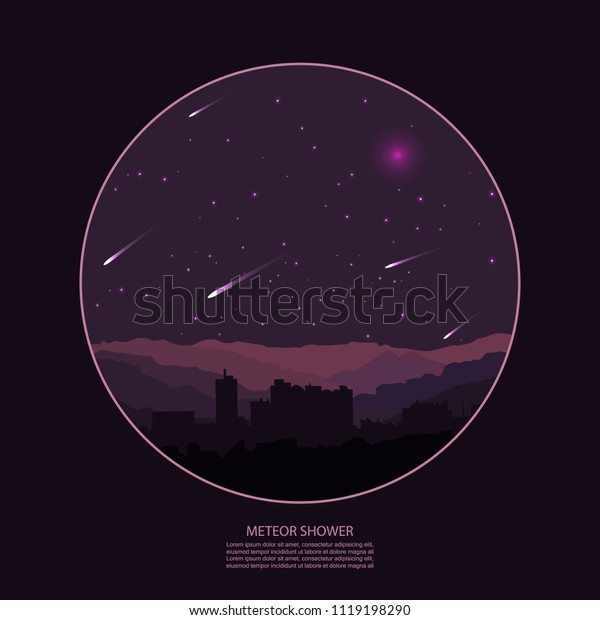 Meteor Shower Meteor Rain Vector Illustration Stock Vector (Royalty ...