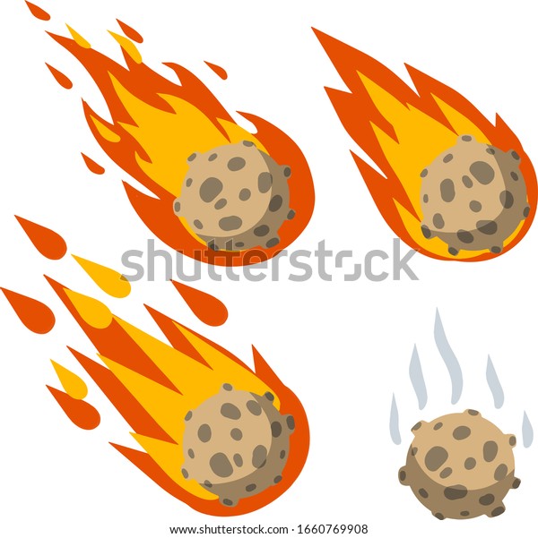 Meteor Trail Fire Cartoon Flat Illustration Stock Vector (Royalty Free ...