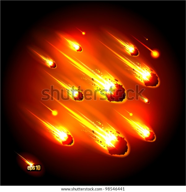 Meteorites On Black Background Stock Vector (Royalty Free) 98546441 ...