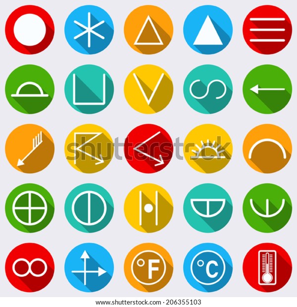 Meteorological Signs Symbols Vector Collection Flat Stock Vector ...
