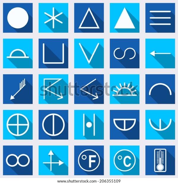 Meteorological Signs Symbols Vector Collection Flat Stock Vector ...
