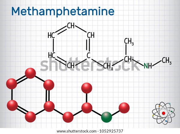 Methamphetamine Crystal Meth C10h15n Molecule Structural 库存矢量图（免版税 ...