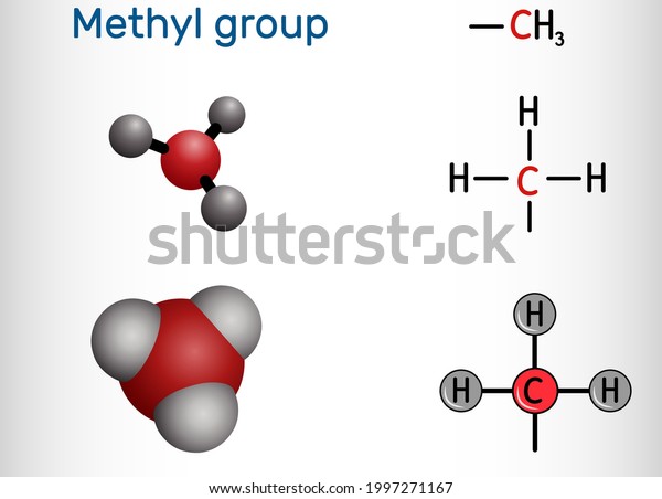 Grupo metil (Me), CH3. Es un grupo funcional alquilo, unidad ...