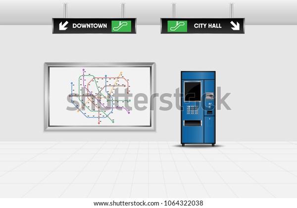 Metro Interior Design Ticket Vending Machine Stock Vector (Royalty Free ...