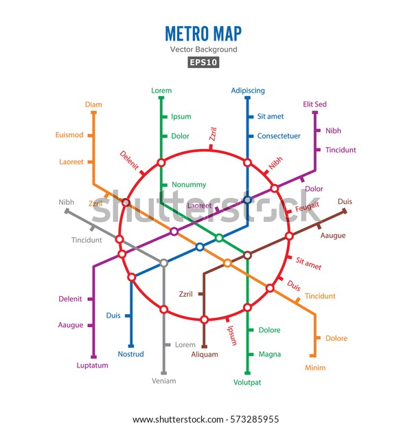 Metro Map Vector. Fictitious City Public Transport Scheme. Colorful ...